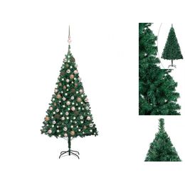 vidaXL Künstlicher Weihnachtsbaum Künstlicher Weihnachtsbaum mit LEDs Kugeln Grün 180 cm PVC