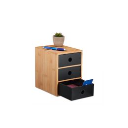 Relaxdays Schreibtischaufsatz Schreibtisch Organizer mit 3 Schubladen