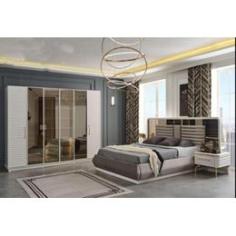 JVmoebel Schlafzimmer-Set Modernes Doppelbett 2x Nachttische Kleiderschrank Schlafzimmer Set
