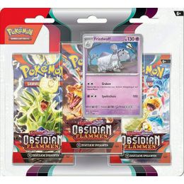 POKÉMON Sammelkarte Pokemon Karmesin & Purpur Obsidianflammen Blister 3-er Pack Friedwuff