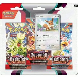 POKÉMON Sammelkarte Pokemon Karmesin & Purpur Obsidianflammen Blister 3-er Pack Evoli