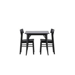 ebuy24 Essgruppe Tempe Essgruppe Tisch schwarz und 2 Montros Stühle