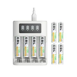 EBL Universal Akkuladegerät mit 8 AAA Akkus Batterie-Ladegerät (1-tlg)