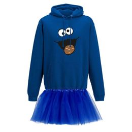 Jimmys Textilfactory Kostüm Hoodie Krümelmonster mit Keks Kostüm Set Tütü Tüllrock Karneval XS-3XL