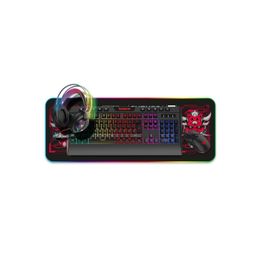 Hyrican Striker Gaming Set Tastatur, Maus, Headset, Mauspad, USB kabelgebunden Eingabegeräte-Set, ST-GKB8115, ST-GM005, ST-GH707, ST-MP25B, RGB-Beleuchtung, schwarz, schwarz