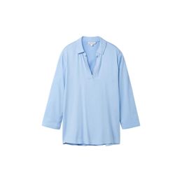 Tom Tailor Damen 3/4 Arm Shirt mit TENCEL(TM) Modal, blau, Uni, Gr. XL