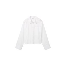 Tom Tailor Denim Damen Boxy Hemd mit Kellerfalte, weiß, Uni, Gr. XL