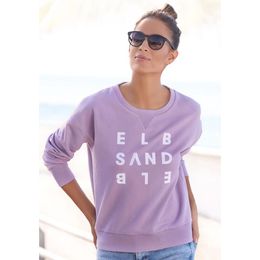 ELBSAND Sweatshirt 'Ylva' lila Gr. L (40) für Damen. Rundhals und Logodruck. Figurumspielend. Nachhaltig.