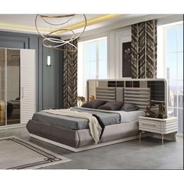 JVmoebel Schlafzimmer-Set Moderne Schlafzimmer Möbel Doppelbett 2x Holz Nachttische 3tlg