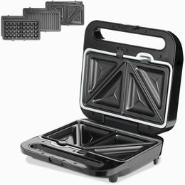 Monzana® Kontaktgrill XXL 3in1 Schwarz/Silber 1.000W