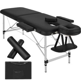 TecTake 2 Zonen Massageliege mit Polsterung, Massagerollen und Aluminiumgestell - schwarz