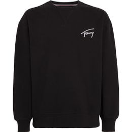 Tommy Jeans Sweatshirt, Logo-Stickerei, Rippbündchen, für Herren, schwarz, XL