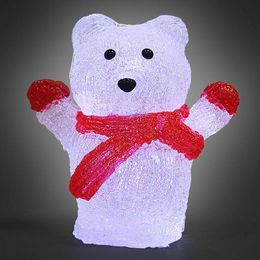 Deuba LED Figur Teddy sitzend Acryl 25 x 17,5 x 13cm rot/weiß/schwarz/braun