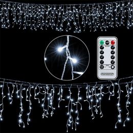 Deuba Weihnachtslichterkette Regenkette 400 LED inkl Fernbedienung 15m weiß