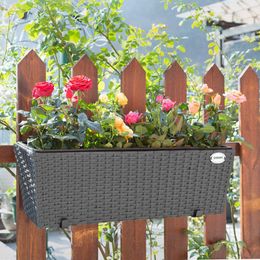 Casaria Blumenkasten - Balkonkasten Polyrattan 60 x 20 x 19cm 2er Set schwarz