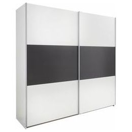 Schwebetürenschrank Rauch "Borba" Schränke Gr. B/H/T: 218 cm x 210 cm x 59 cm, 2 St., schwarz-weiß (weiß, graumetallic)