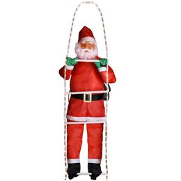 Deuba Weihnachtsmann auf Leiter LED 240 x 39 x 39cm mehrfarbig/warmweiß