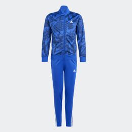 Trainingsanzug adidas Sportswear "J CAMLOG TS" Gr. 140, blau (semi lucid blue, dark blue) Kinder Sportanzüge Trainingsanzüge