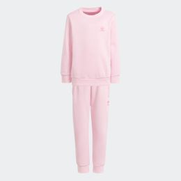 Trainingsanzug adidas originals "CREW SET" Gr. 128, pink (true pink) Kinder Sportanzüge Trainingsanzüge