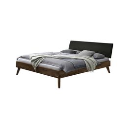 Hasena Trento 16 Caprile Bettgestell Massivholzbett Kopfteil gepolstert 120x200 cm Braun Massivholz Nussbaum