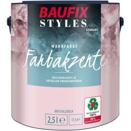 Baufix Wand- und Deckenfarbe Farbakzente, lichtecht, strapazierfähig, gebrauchsfertig, 2,5L, seidenmatt, rosa