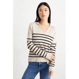 C&A Basic-Pullover mit V-Ausschnitt-gestreift