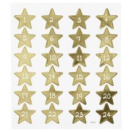 Creativ Company Sticker Zahlensticker Sterne für Adventskalender 1-24