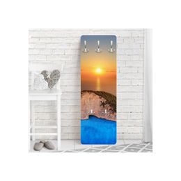 Bilderdepot24 Garderobenpaneel Design Natur Himmel Sterne Strand Meer Sonnenuntergang über Zakynathos (ausgefallenes Flur Wandpaneel mit Garderobenhaken Kleiderhaken hängend)