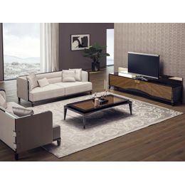 JVmoebel Wohnzimmer-Set Polstermöbel Sofa Designer 2x Dreisitzer Couchtisch Modern Weiß
