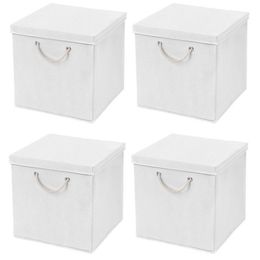 StickandShine Faltbox 4 Stück 30 x 30 x 30 cm Aufbewahrungsbox Stoffboxen in verschiedenen Farben (4er SET 30x30x30) Faltbox moderne Faltkiste Maritim mit Kordel 30cm