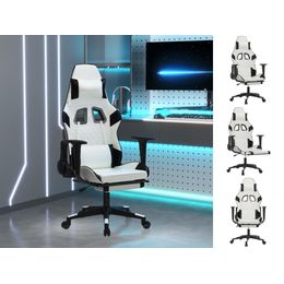 vidaXL Bürostuhl Gaming-Stuhl mit Massage Fußstütze Weiß Schwarz Kunstleder Bürostuhl