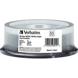 Verbatim Blu-ray-Rohling 25 Rohling M-Disc Blu-ray BD-R XL full printable 100GB 4x Spindel