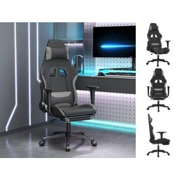 vidaXL Bürostuhl Gaming-Stuhl mit Fußstütze Schwarz und Hellgrau Stoff