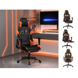vidaXL Bürostuhl Gaming-Stuhl mit Massage Fußstütze Schwarz Orange Kunstleder Bürostuh