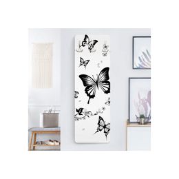 Bilderdepot24 Garderobenpaneel Design Blumen Floral Kinder Natur Tiere Blumen und Schmetterlinge (ausgefallenes Flur Wandpaneel mit Garderobenhaken Kleiderhaken hängend)