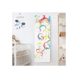Bilderdepot24 Garderobenpaneel Design Kinder Kunst Muster Rainbow Bubbles (ausgefallenes Flur Wandpaneel mit Garderobenhaken Kleiderhaken hängend)