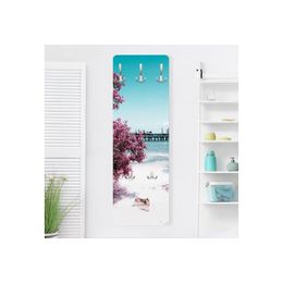 Bilderdepot24 Garderobenpaneel violett Natur Strand Meer Paradies Strand Isla Mujeres Design (ausgefallenes Flur Wandpaneel mit Garderobenhaken Kleiderhaken hängend)