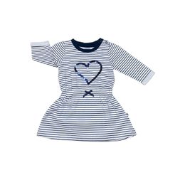 Jacky Jerseykleid Babykleid Langarm mit Herz Pailletten Geringelt in weiß-blau
