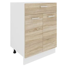 Vcm Küchenschrank Breite 60 cm Schublade Unterschrank Küche Küchenmöbel Esilo (Farbe: Weiß / Sonoma-Eiche)