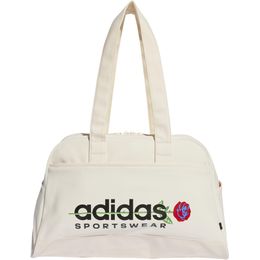 Adidas Sporttasche "Flower", Zweiwegereißverschluss, Logo-Print, 26 Liter, weiß