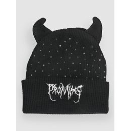 Broken Promises Rhinestone Horn Beanie black