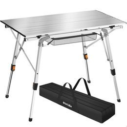 TecTake Aluminium Campingtisch Tina faltbar höhenverstellbar - silber