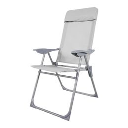 Mojawo Armlehnstuhl Camping Sessel Garten Klappstuhl Campingstuhl Alu 5 Positionen grau