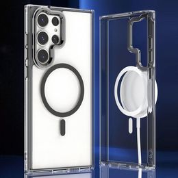Wigento Handyhülle Für Samsung Galaxy S24 Ultra MagSafe Acryl TPU Silikon Hülle Schwarz