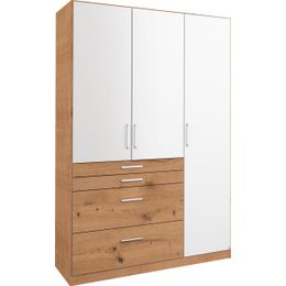 Kleiderschrank Rauch "Harburg" Schränke Gr. B/H/T: 136 cm x 197 cm x 54 cm, 3 St., weiß (eichefarben artisan, weiß) Kleiderschränke