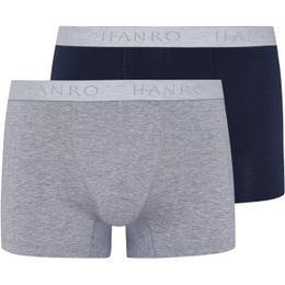 Hanro Cotton Essentials Pants kurz, 2er-Pack, Logo-Bund, für Herren, grau, M