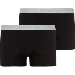 Hanro Cotton Essentials Pants kurz, 2er-Pack, Logo-Bund, für Herren, schwarz, M