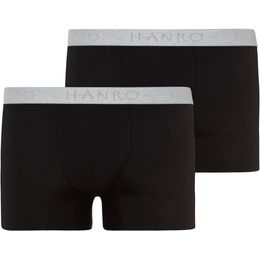 Hanro Cotton Essentials Pants kurz, 2er-Pack, Logo-Bund, für Herren, schwarz, XXL