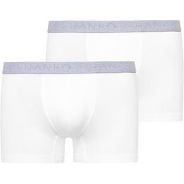 Hanro Cotton Essentials Pants kurz, 2er-Pack, Logo-Bund, für Herren, weiß, M