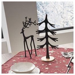 Home-trends24.de Weihnachtsfigur Tanne Figur Schwarz Modern Objekt Metall Winterdeko Höhe 44 cm